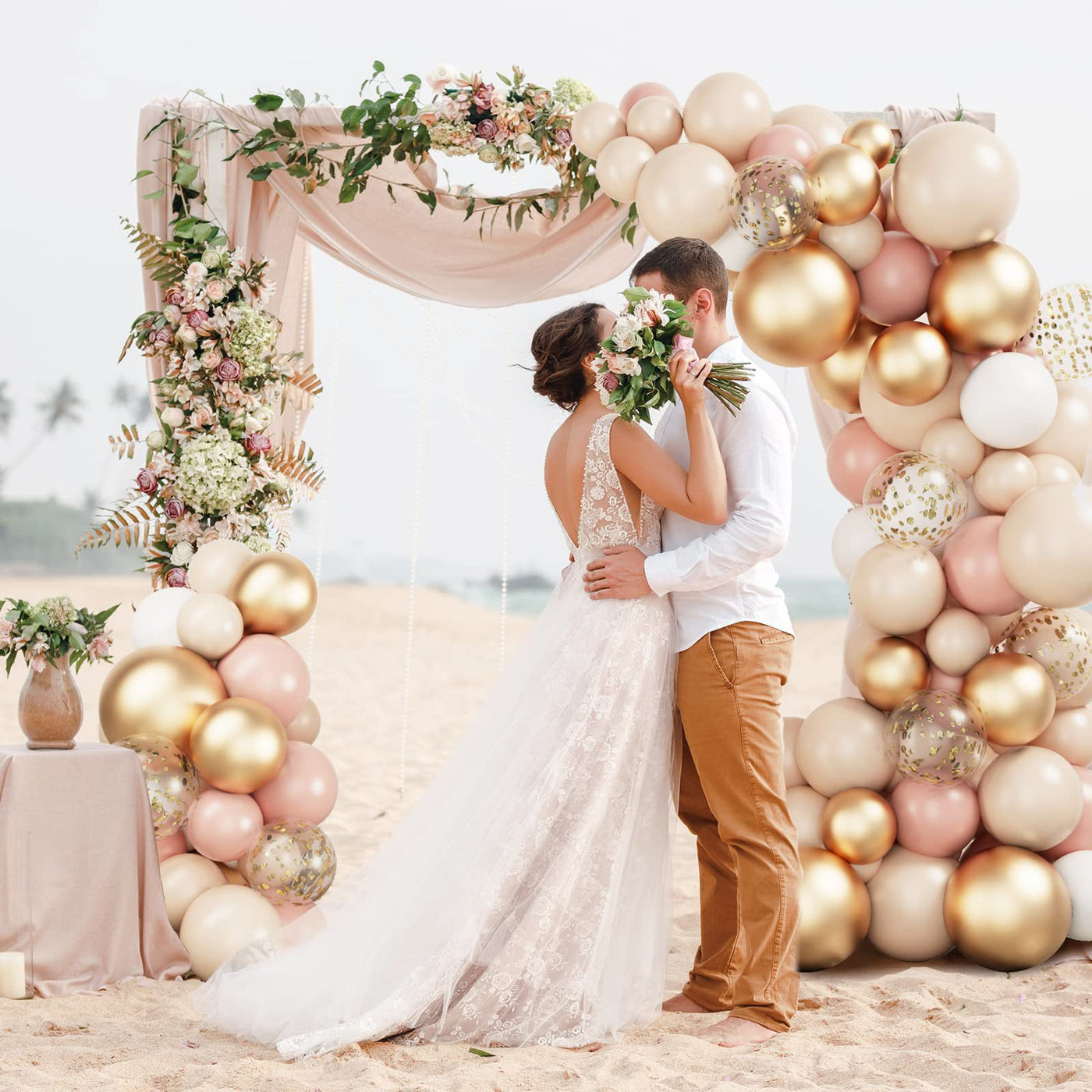 Vintage Gold Balloon Chain Wedding Party Birthday Arch Latex Balloons