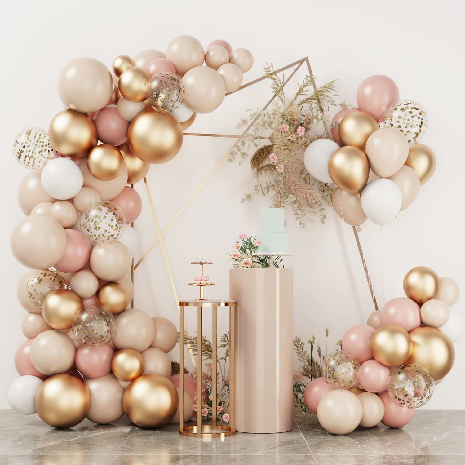 Vintage Gold Balloon Chain Wedding Party Birthday Arch Latex Balloons