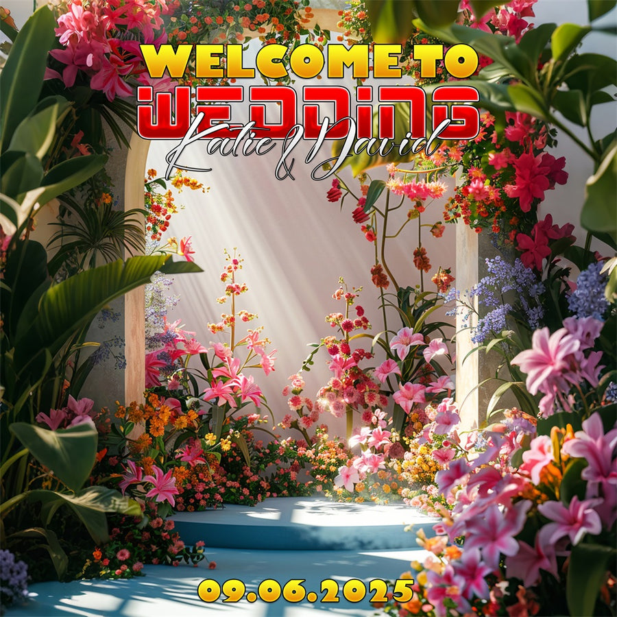 Personalised Wedding Backdrop Floral Archway Celebration Backdrop UK B