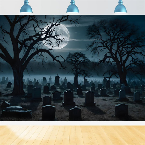 Halloween Photography Backdrops Creepy Graveyard Twisted Trees Backdro