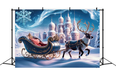 Christmas Picture Backdrops Wonderland Castle Sleigh Reindeer Backdrop