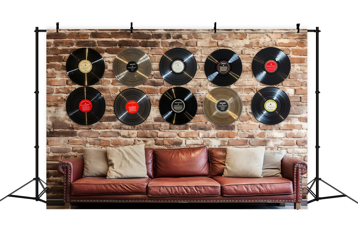 Vintage Photography Backdrop Vinyl Records Brick Wall Backdrop UK BRP1
