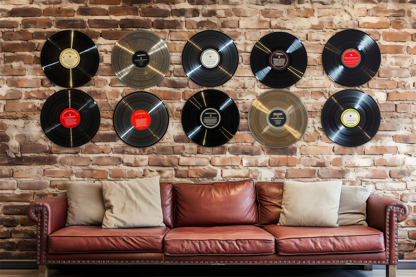 Vintage Photography Backdrop Vinyl Records Brick Wall Backdrop UK BRP1