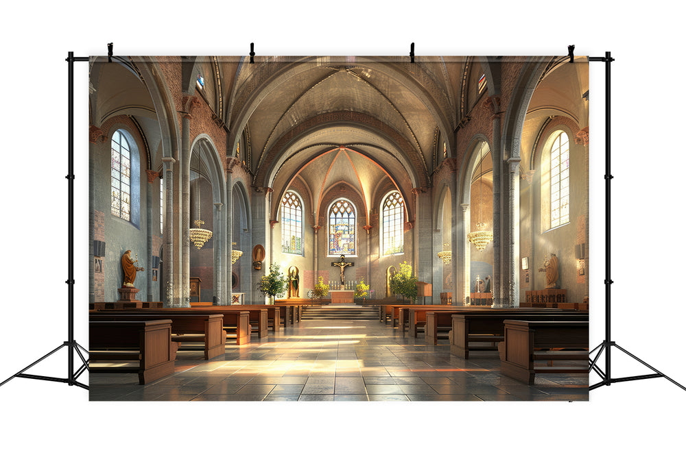 Backdrop For Church Sacred Atmosphere Sunlit Interior Backdrop UK BRP1