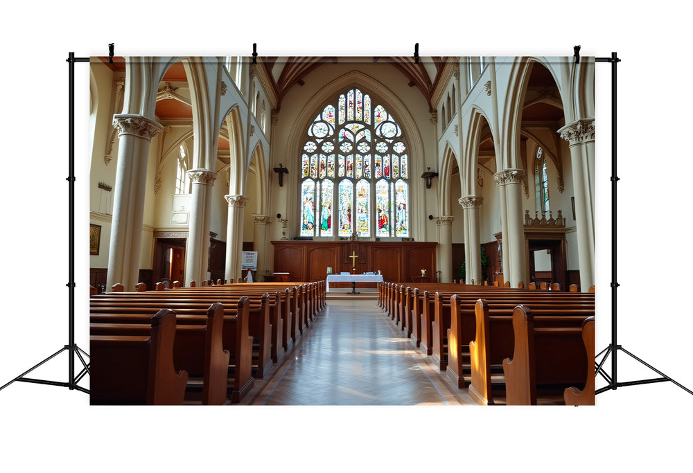 Backdrop Design For Church Pew Rows Colorful Glass Backdrop UK BRP12-7