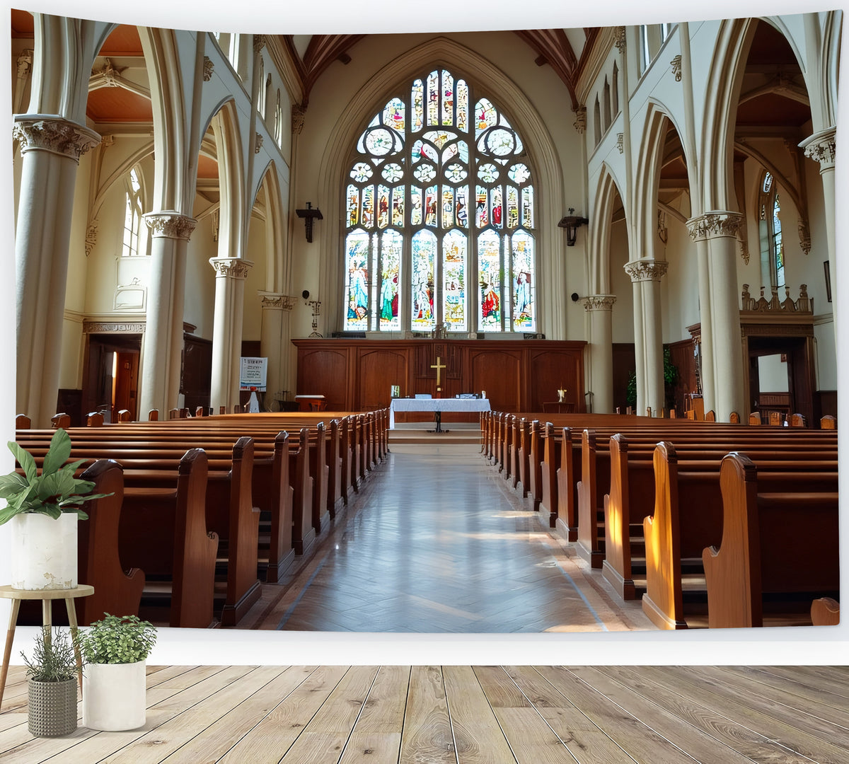 Backdrop Design For Church Pew Rows Colorful Glass Backdrop UK BRP12-7