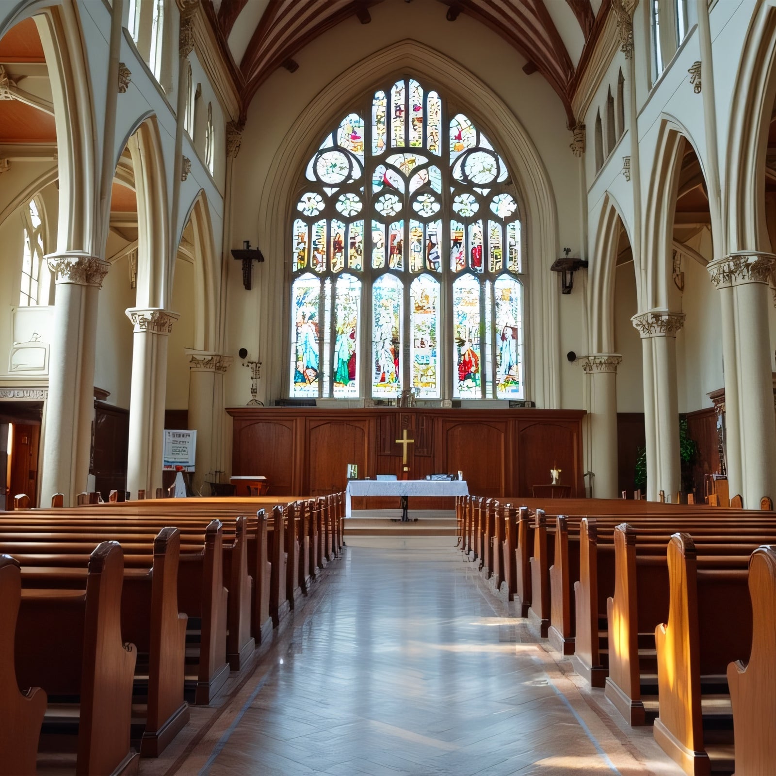 Backdrop Design For Church Pew Rows Colorful Glass Backdrop UK BRP12-7