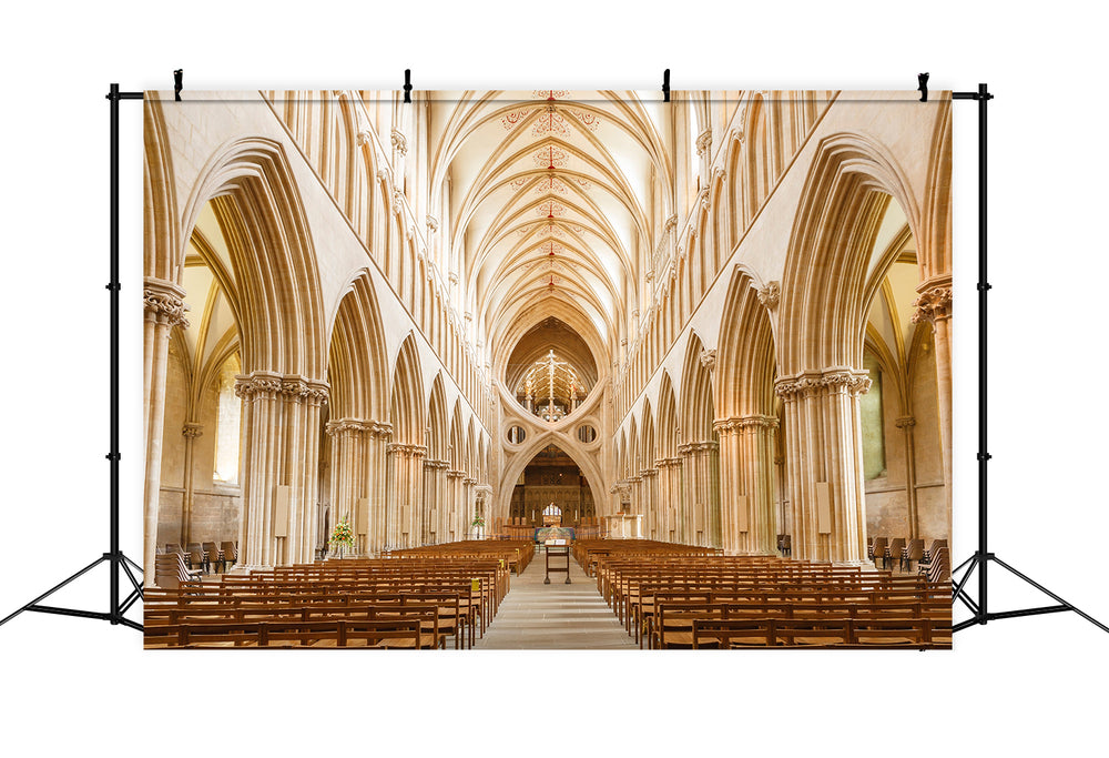 Backdrop Church Golden Archways Warm Light Aisle Backdrop UK BRP12-717