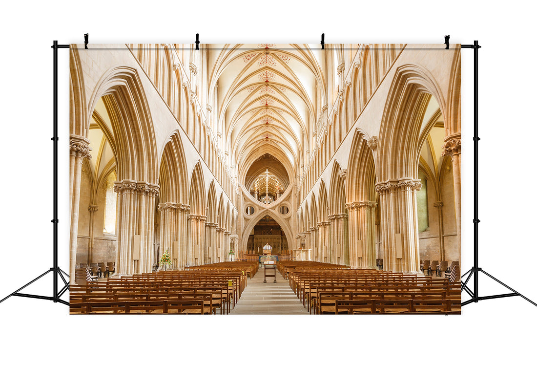 Backdrop Church Golden Archways Warm Light Aisle Backdrop UK BRP12-717