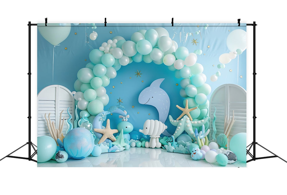 Mermaid Party Backdrops Delightful Ocean Arch Balloon Backdrop UK BRP1