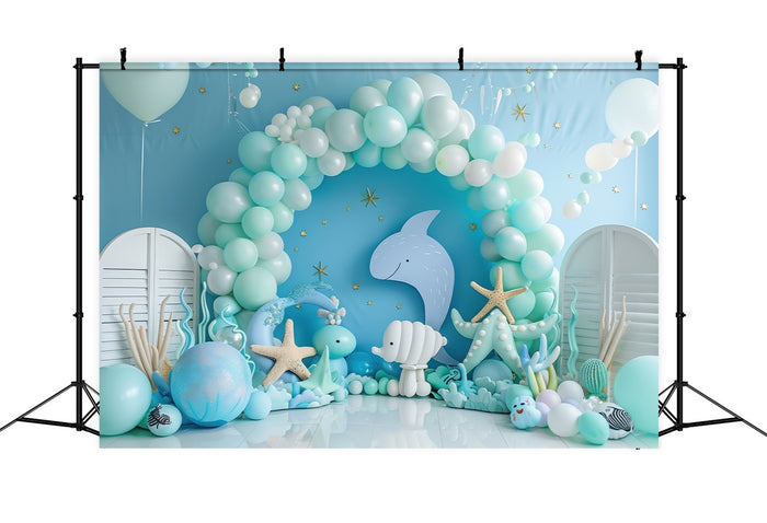 Mermaid Party Backdrops Delightful Ocean Arch Balloon Backdrop UK BRP1