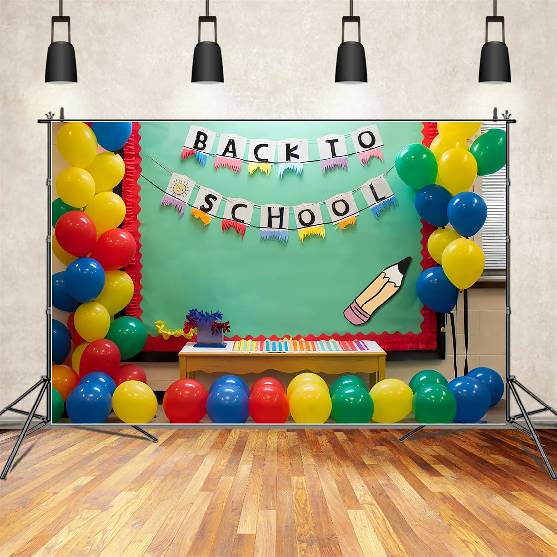 Back to School Colorful Classroom Backdrop UK BRP7-183 – Dbackdropcouk