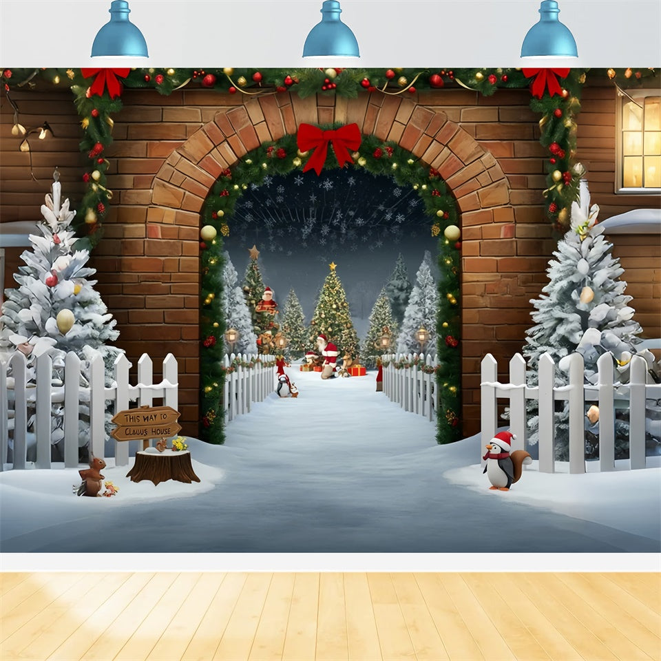 Christmas Santa Village Gate Backdrop UK BRP8-161 – Dbackdropcouk