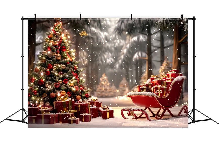Christmas Sleigh in Winter Wonderland Backdrop UK BRP8-49 – Dbackdropcouk