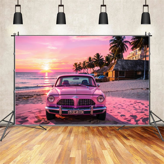 Pink Girl Backdrop Backdrop Design Sunset Seaside Car Backdrop UK CJJ2