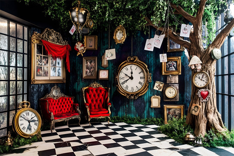 Easter Backdrop Ideas Mystical Wonderland Clock Room Backdrop UK CSH2-