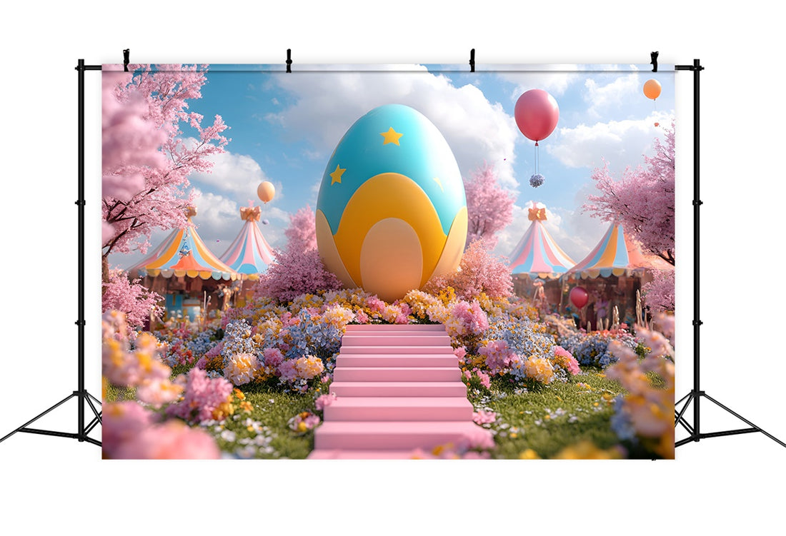 Easter Backdrop Ideas Whimsical Spring Egg Carnival Backdrop UK CSH2-8
