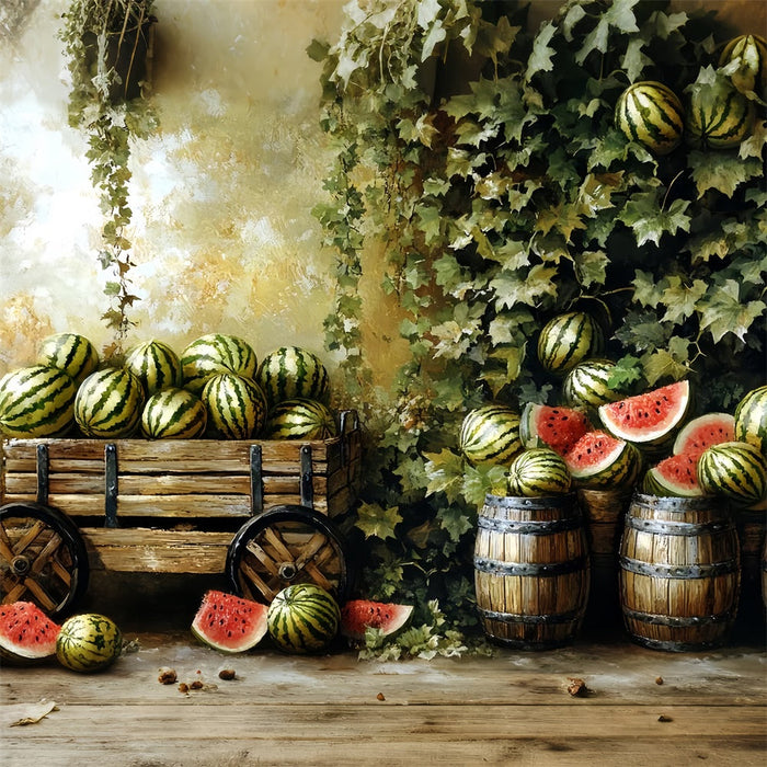 Watermelon Photo Backdrop Vintage Fruit Stand Summer Backdrops UK CSH5