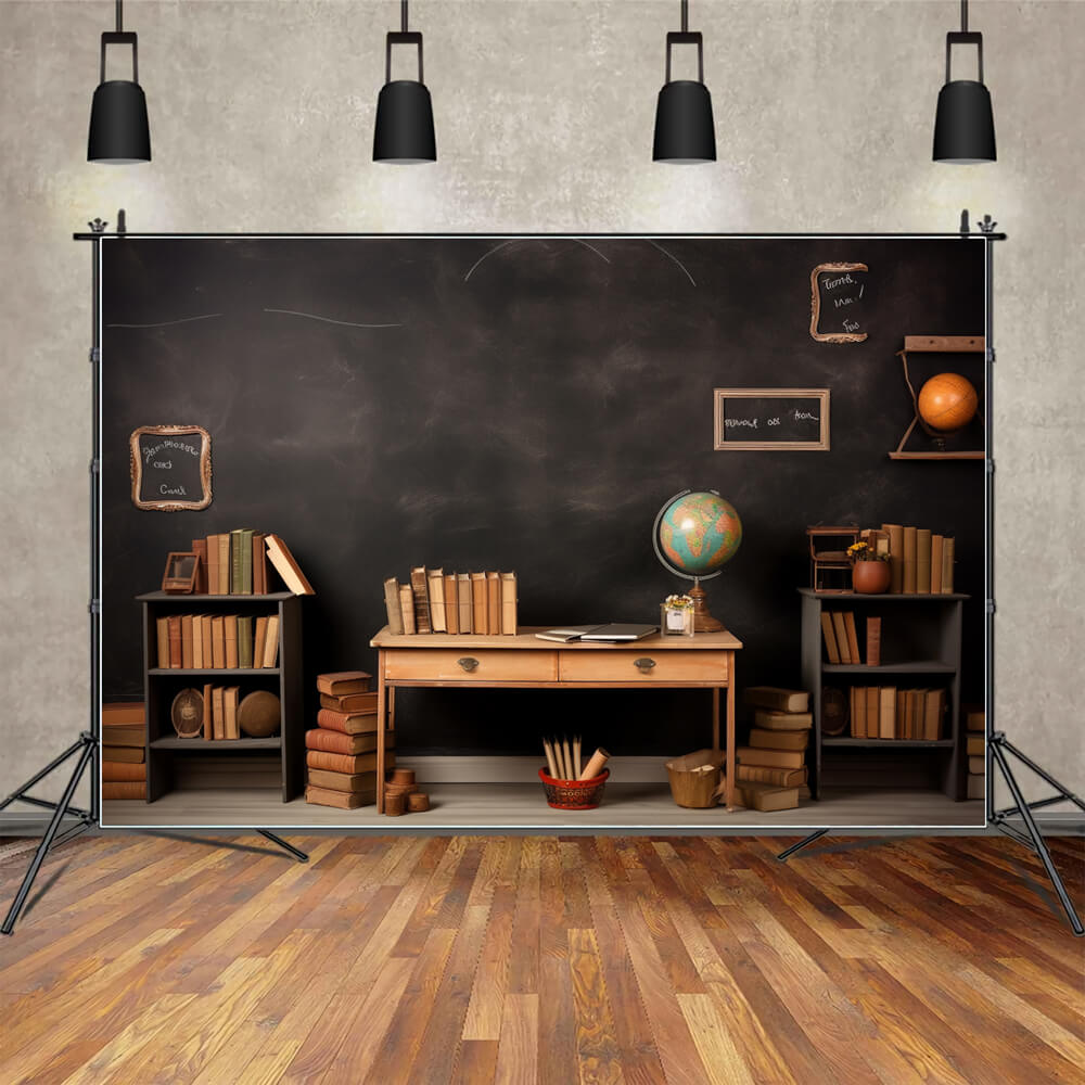 Retro Classroom Globe Back to School Backdrop UK DBD7-83 – Dbackdropcouk