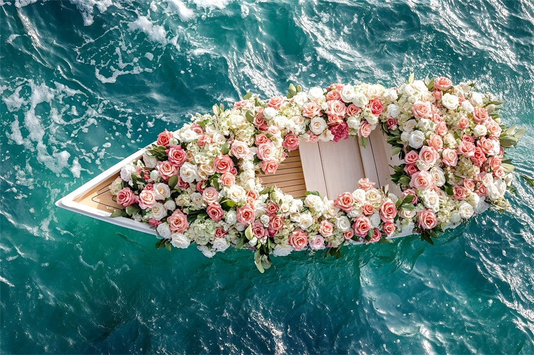 Summer Photo Backdrop Floating Floral Dream Boat Backdrop UK GQ6-52