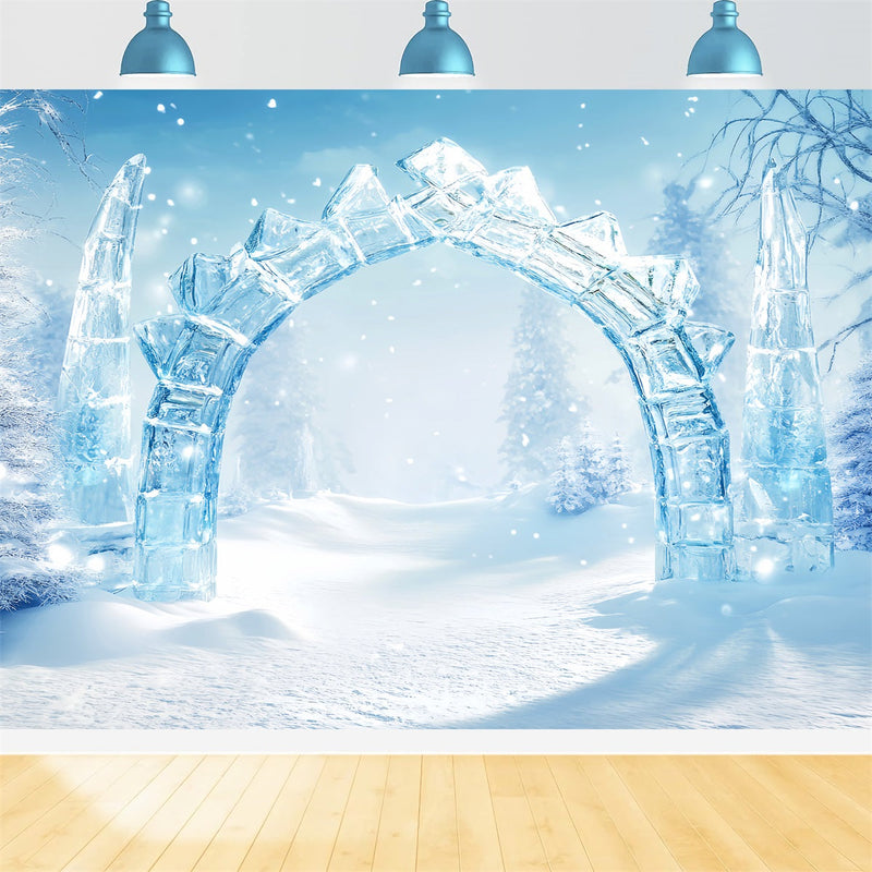 Wonderland Backdrop Crystal Ice Arch Path Winter Photo Backdrops UK LX