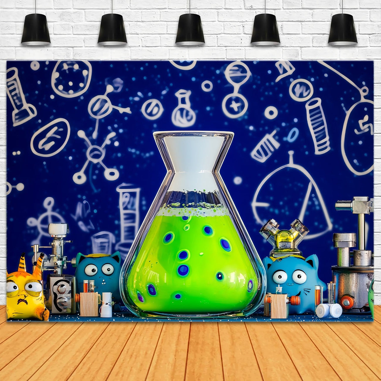Chemistry Backdrop Cartoon Monster Science Experiment Setup Back To Sc