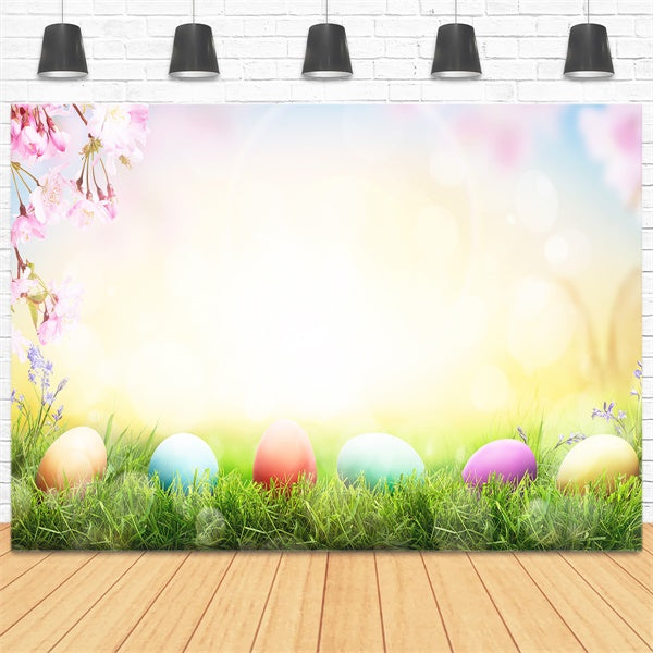 Easter Egg Sunshine Cherry Blossom Lawn Backdrop M1-36 – Dbackdropcouk
