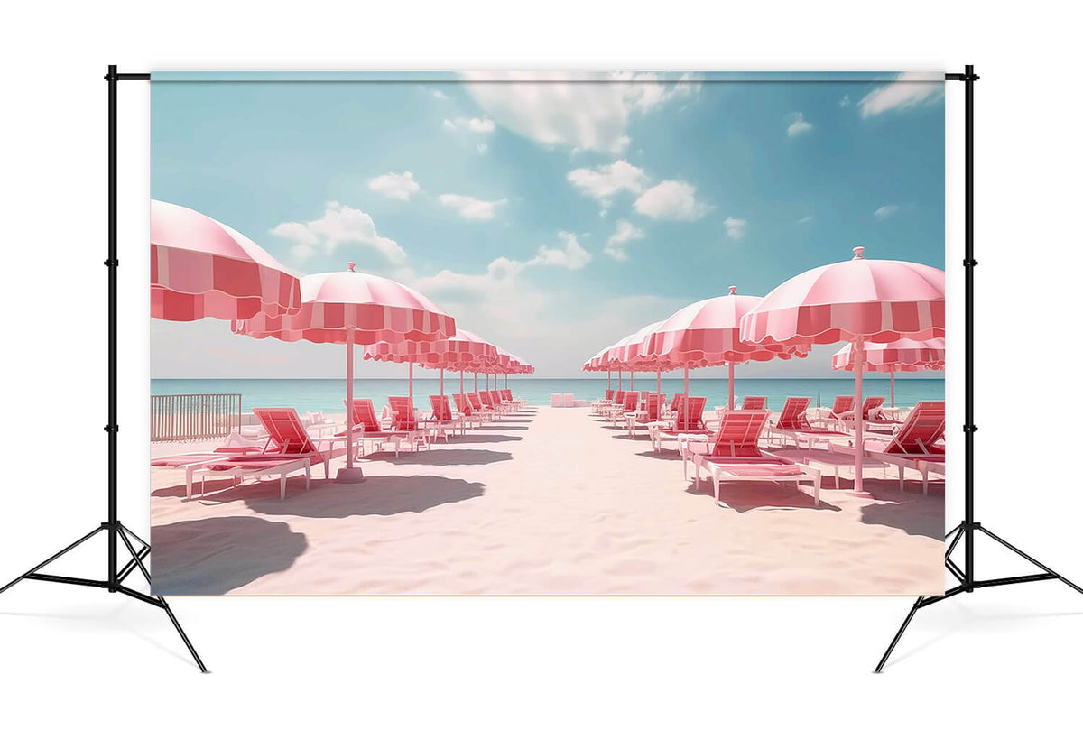 Pink Summer Beach Fashion Doll Backdrop UK M7-103 – Dbackdropcouk