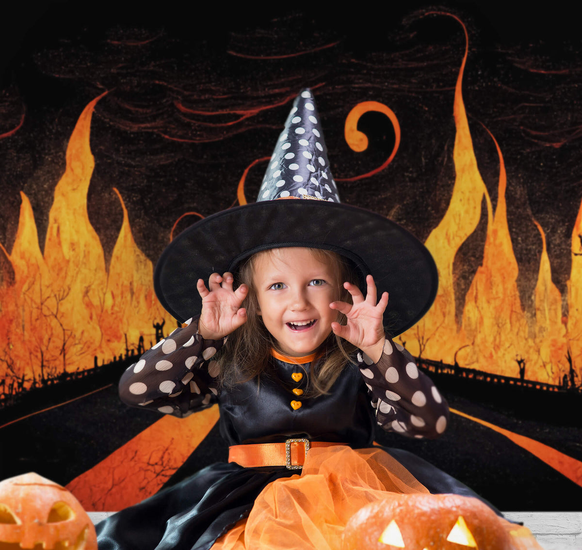Highway to Hell Flames Halloween Backdrop UK M8-15 – Dbackdropcouk