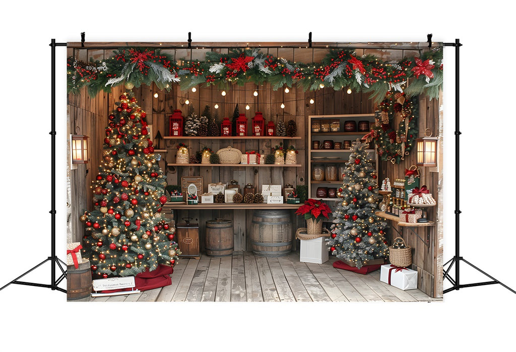 Christmas Rustic Market Stall Backdrop UK RR7-630 – Dbackdropcouk