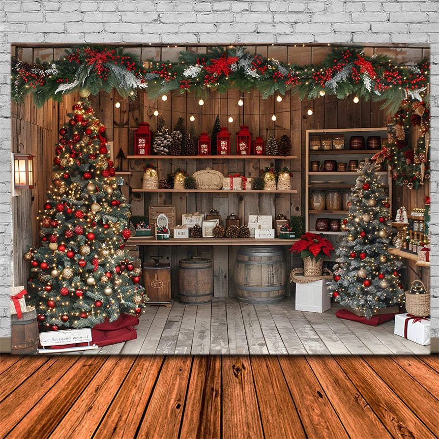 Christmas Rustic Market Stall Backdrop UK RR7-630 – Dbackdropcouk