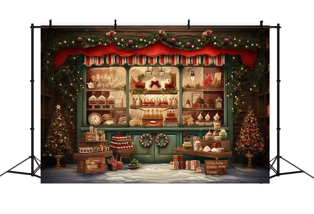 Christmas Festive Bakery Window Display Backdrop UK RR8-142 – Dbackdropcouk