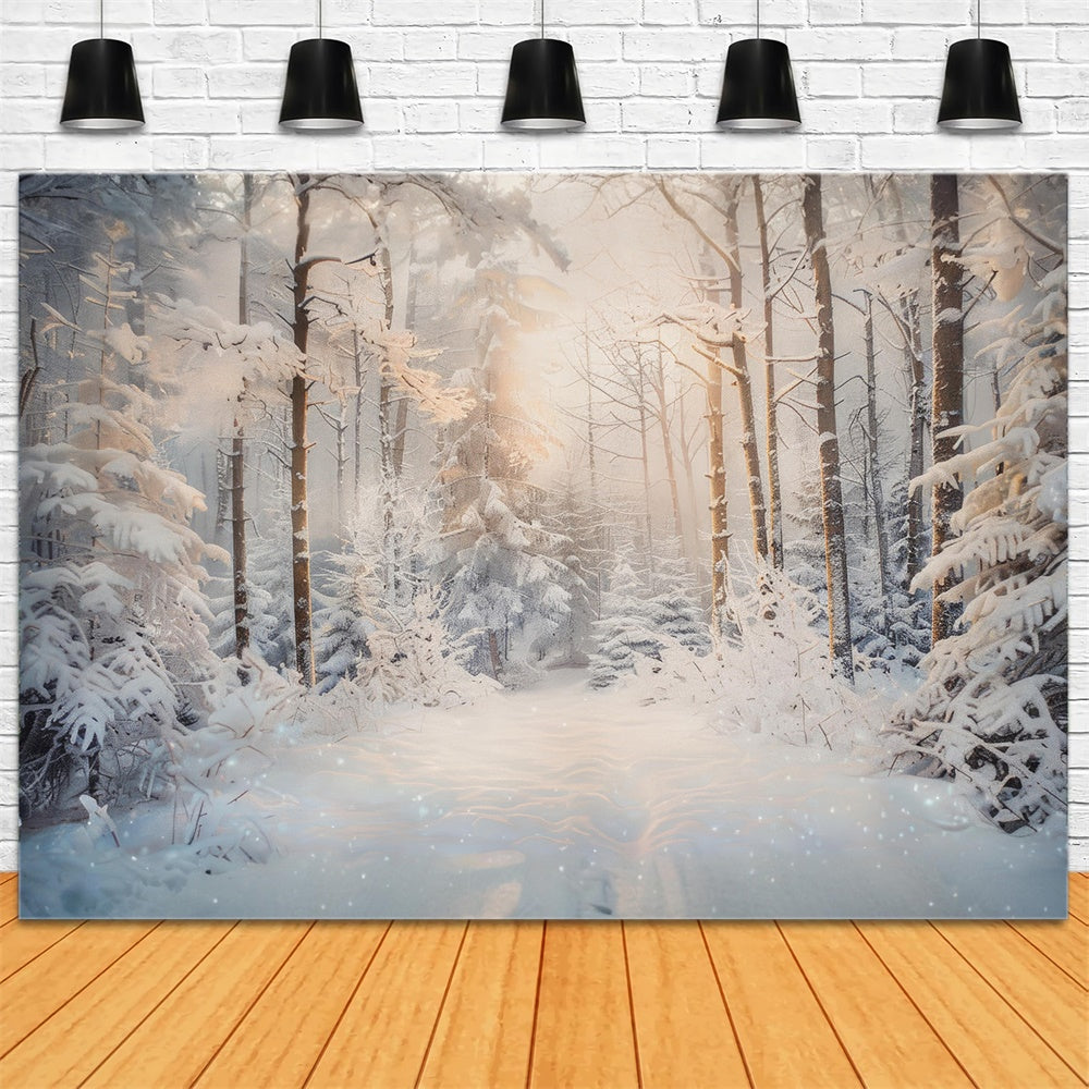 Christmas Serene Snowy Forest Morning Backdrop UK RR8-156 – Dbackdropcouk