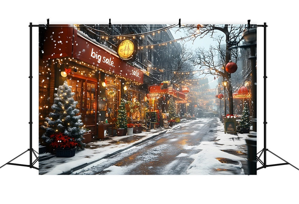 Christmas Charming Storefront Lights Backdrop RR8-257 – Dbackdropcouk