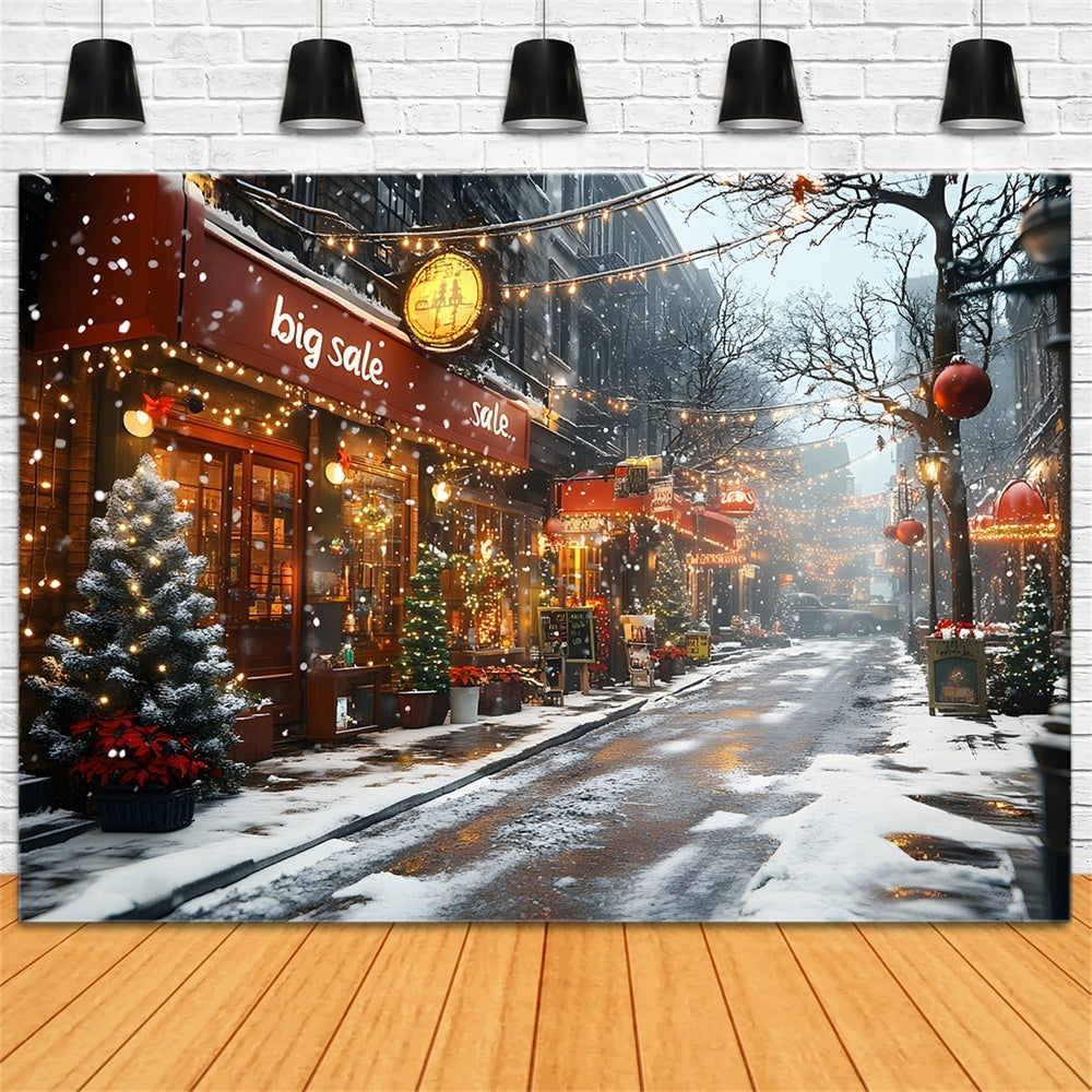 Christmas Charming Storefront Lights Backdrop RR8-257 – Dbackdropcouk