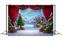 Grinch Backdrop Whoville Festive Winter Stage Christmas Photo Backdrop