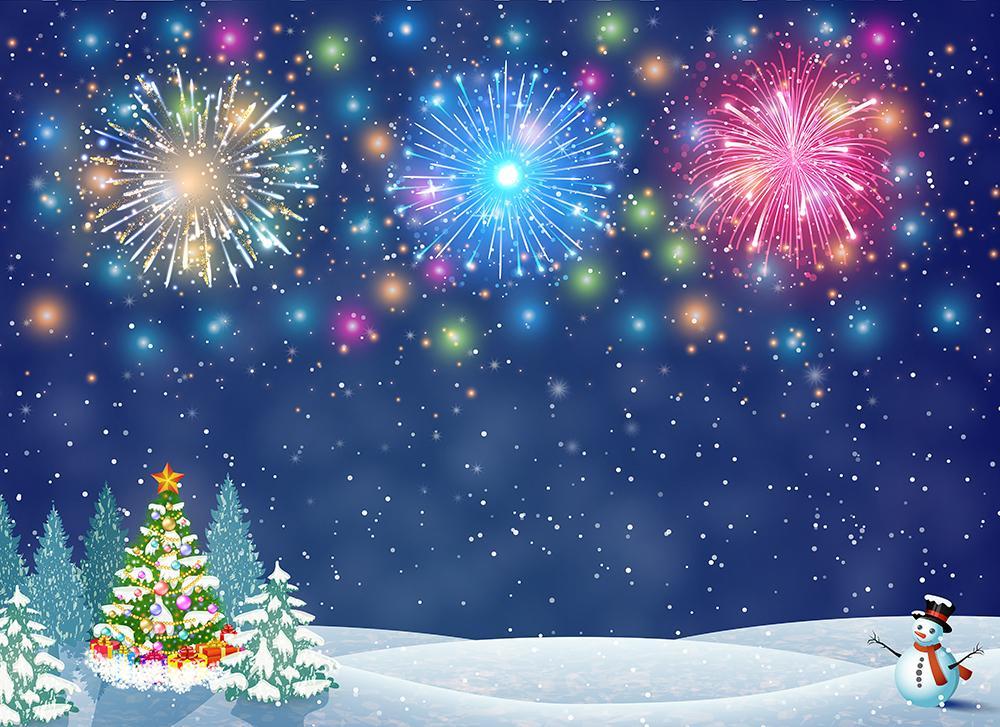 Cartoon Fireworks Christmas Ornaments Backdrop UK for Pictures DBD-194 ...