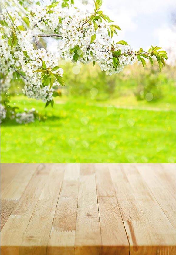 Spring Blossom Green Grass Backdrop UK for Photography F-2351 ...