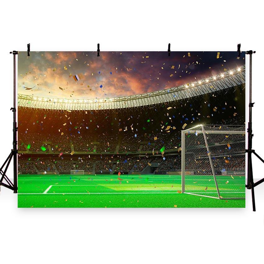 Football Field Evening Stadium Championship Win Confetti Tinsel Backdr ...