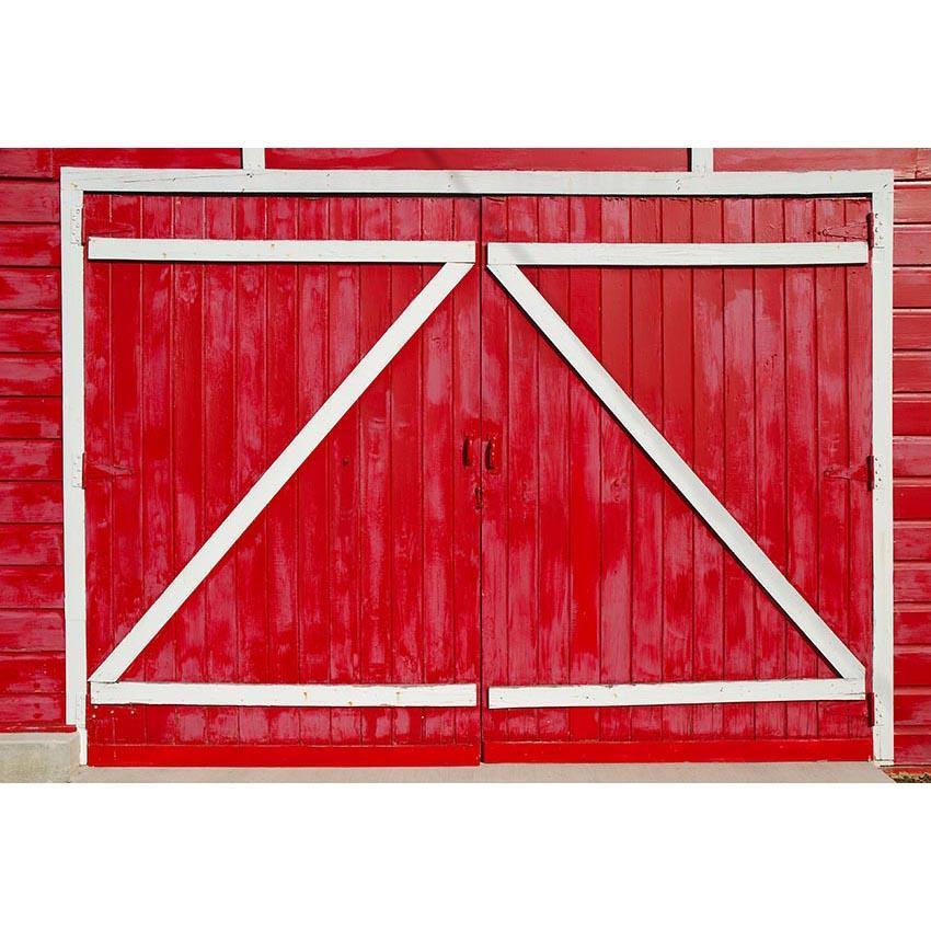 Red Retro Wood Barn Door backdrop UK for Photo Booth G-556 – Dbackdropcouk