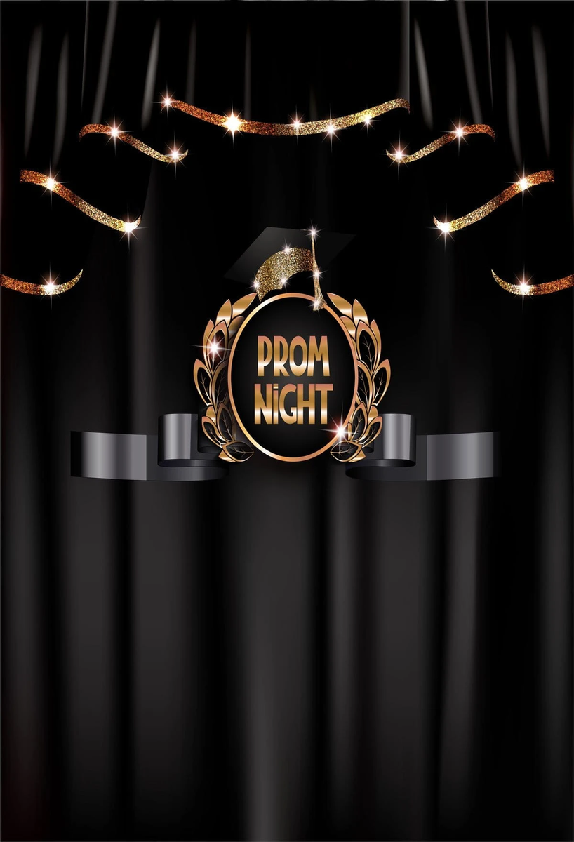 Prom Night Graduation Black Curtain Photo Backdrop UK G15 – Dbackdropcouk