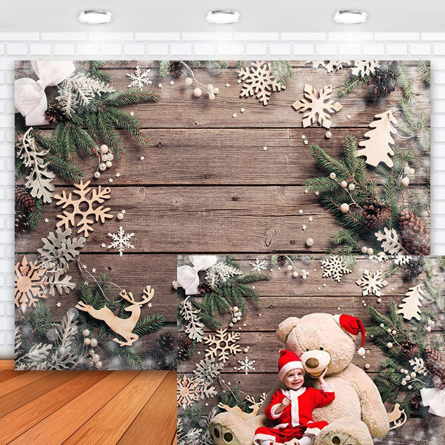 Wood Christmas Decorations Photography Backdrop uk KAT-183