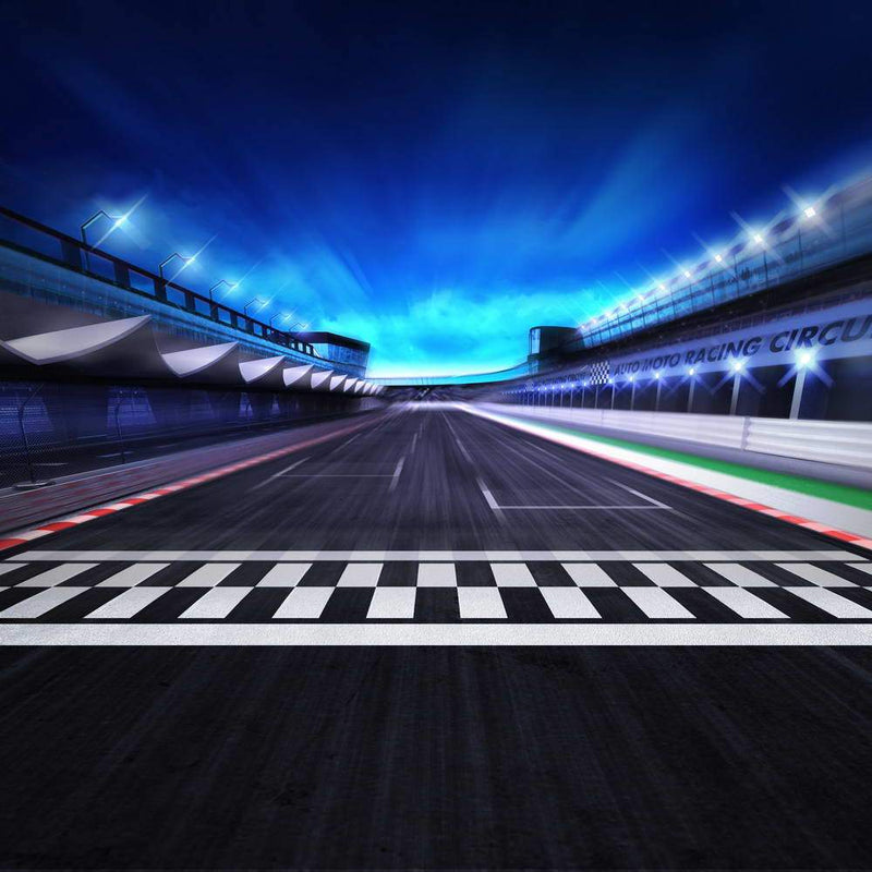 Race Track Finish Line Night Scene Racing Competition Photo Backdrop U