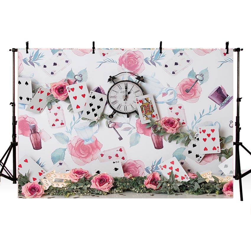 Floral Playing Card Photo Studio Backdrop for Children NB-187 ...