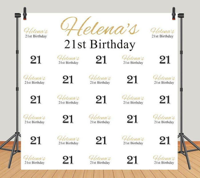 21st Birthday Backdrop UK Personalize Gold Birthday Banner Custom Step